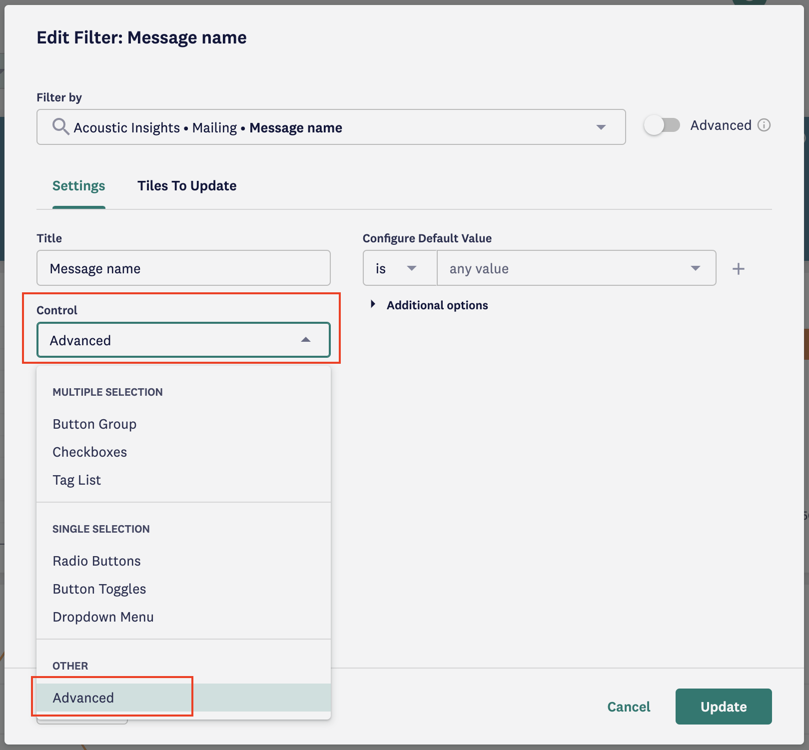 Advanced filters – Acoustic Help Center